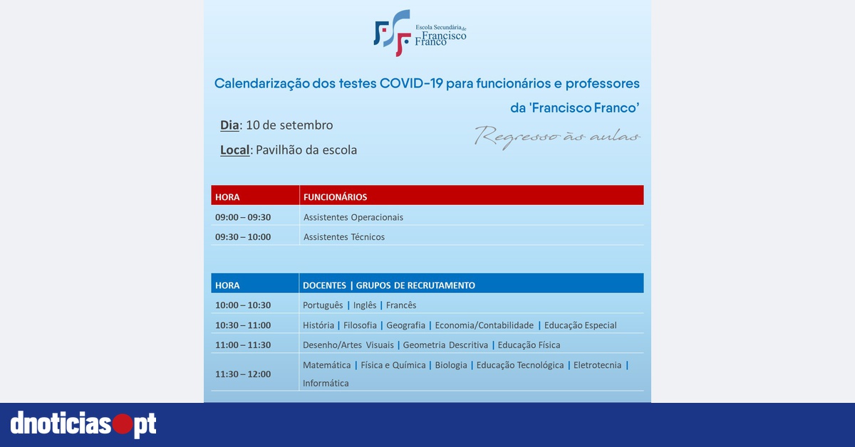 Francisco Franco testa comunidade escolar antes do início do ano ...
